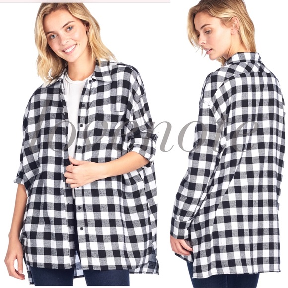 lovenote | Tops | Cotton Plaid Oversize Buffalo Check Tunic | Poshmark